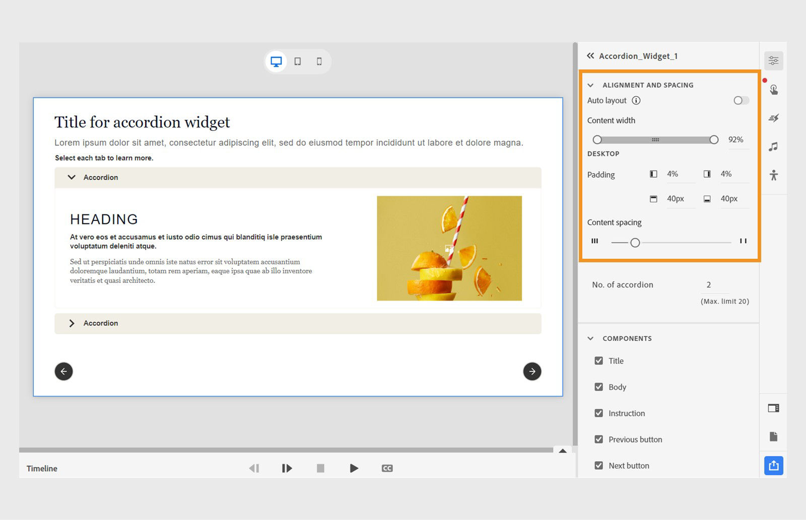 Add an Accordion Widget to Adobe Captivate Projects